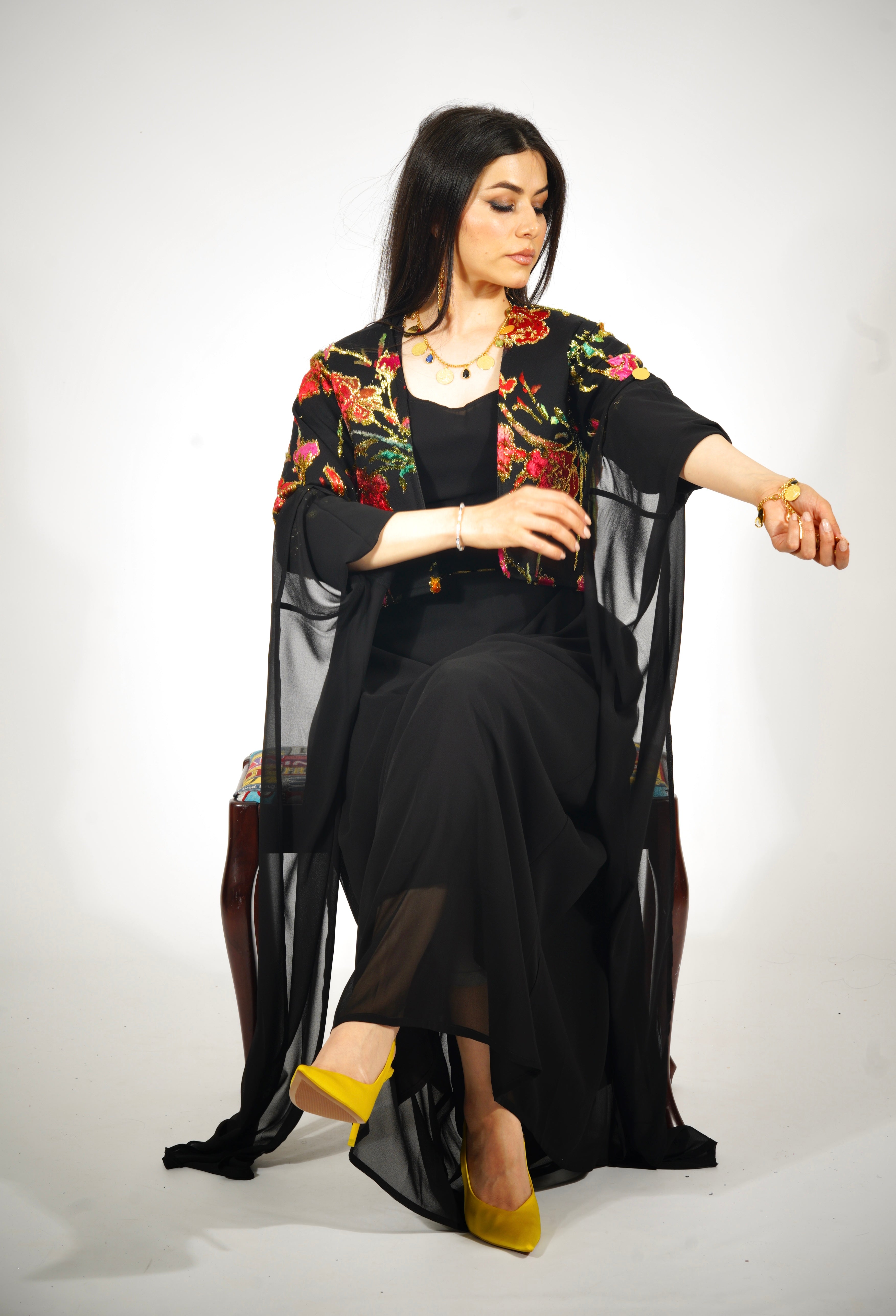 Chro Collection Badini Model – Green Kurdish Dress with Golden Flowers ...