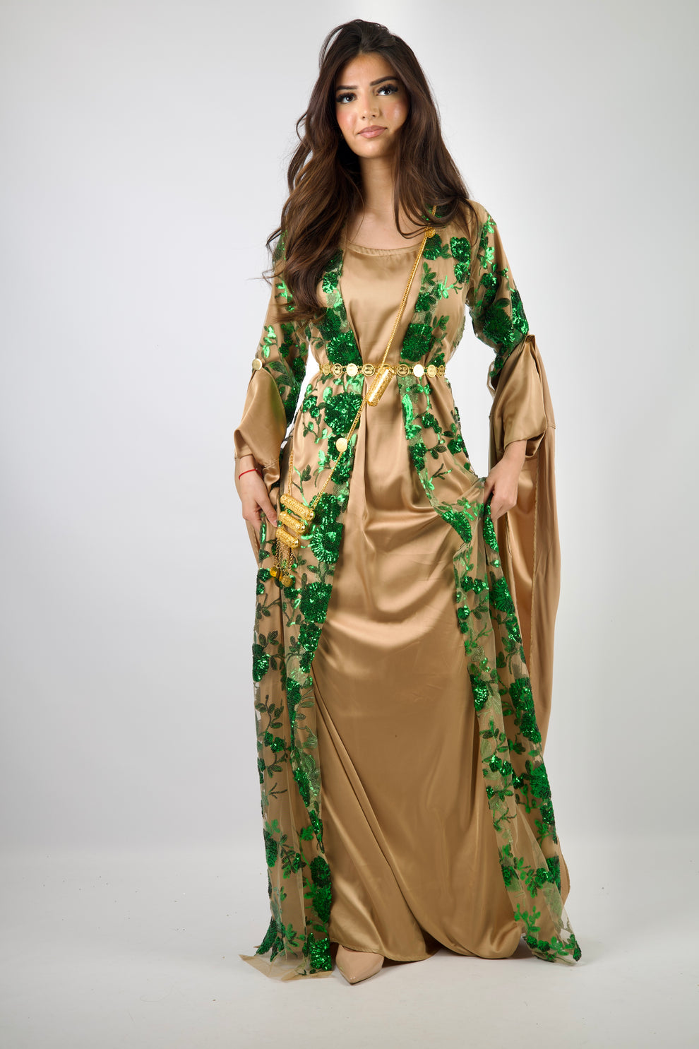 Dildar Kurdish Dress – Dark Green Sequins | Badini Style – Kurdish ...